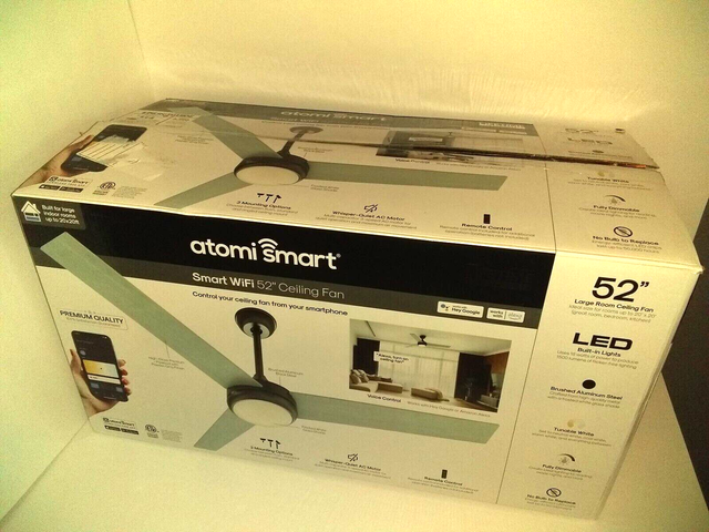 Atomi Smart WiFi 52 inch Ceiling Fan with LED Light - Black for sale ...