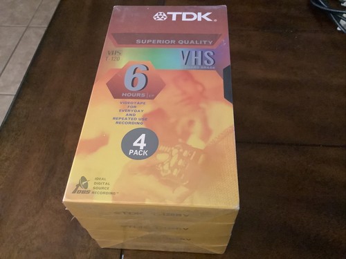 TDK Superior Quality Blank VHS Tapes 4-Pack Sealed VCR 6 Hour EP T ...