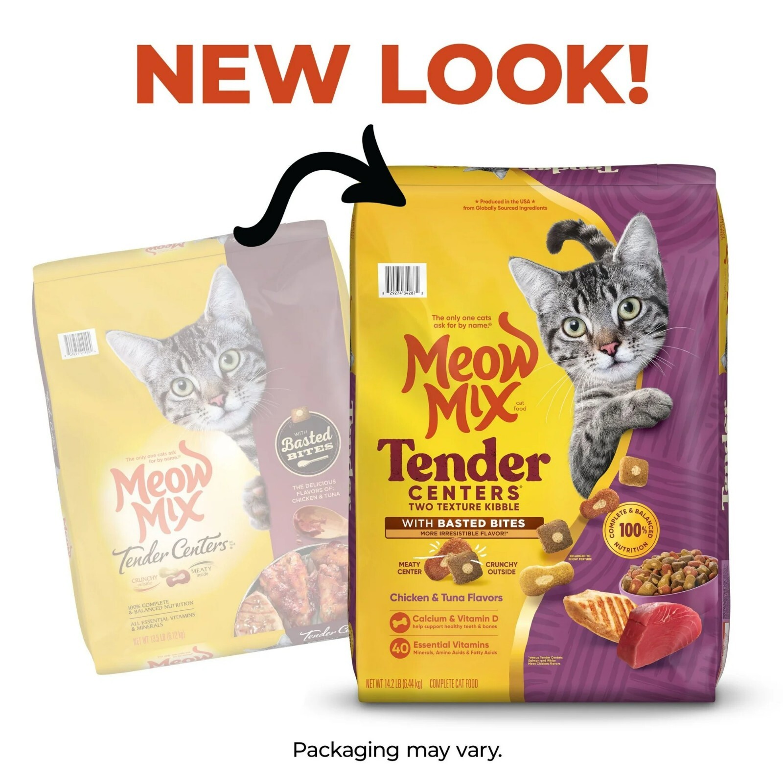Meow Mix Tender Centers Dry Cat Food Basted Bites Chicken Tuna Flavors ...
