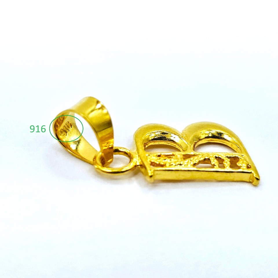 22K Solid Yellow Gold Pendant Initial Letter B Genuine Hallmark 916 ...