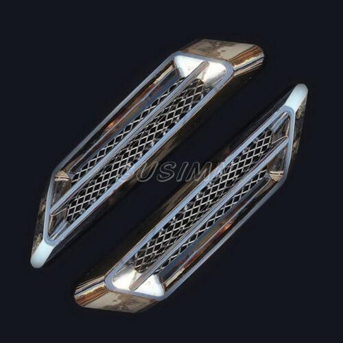 Universal 2Pcs Chrome Car Exterior Side Fender Intake Vent Air Wing ...