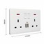 Double Wall Plug Socket 2 Gang 13A with 2 USB Charger Port Outlets ...