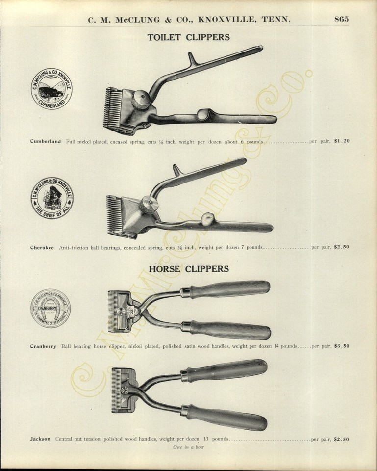 1915 PAPER AD Horse Clipping Machine Chicago Stewart Parts Cranberry ...
