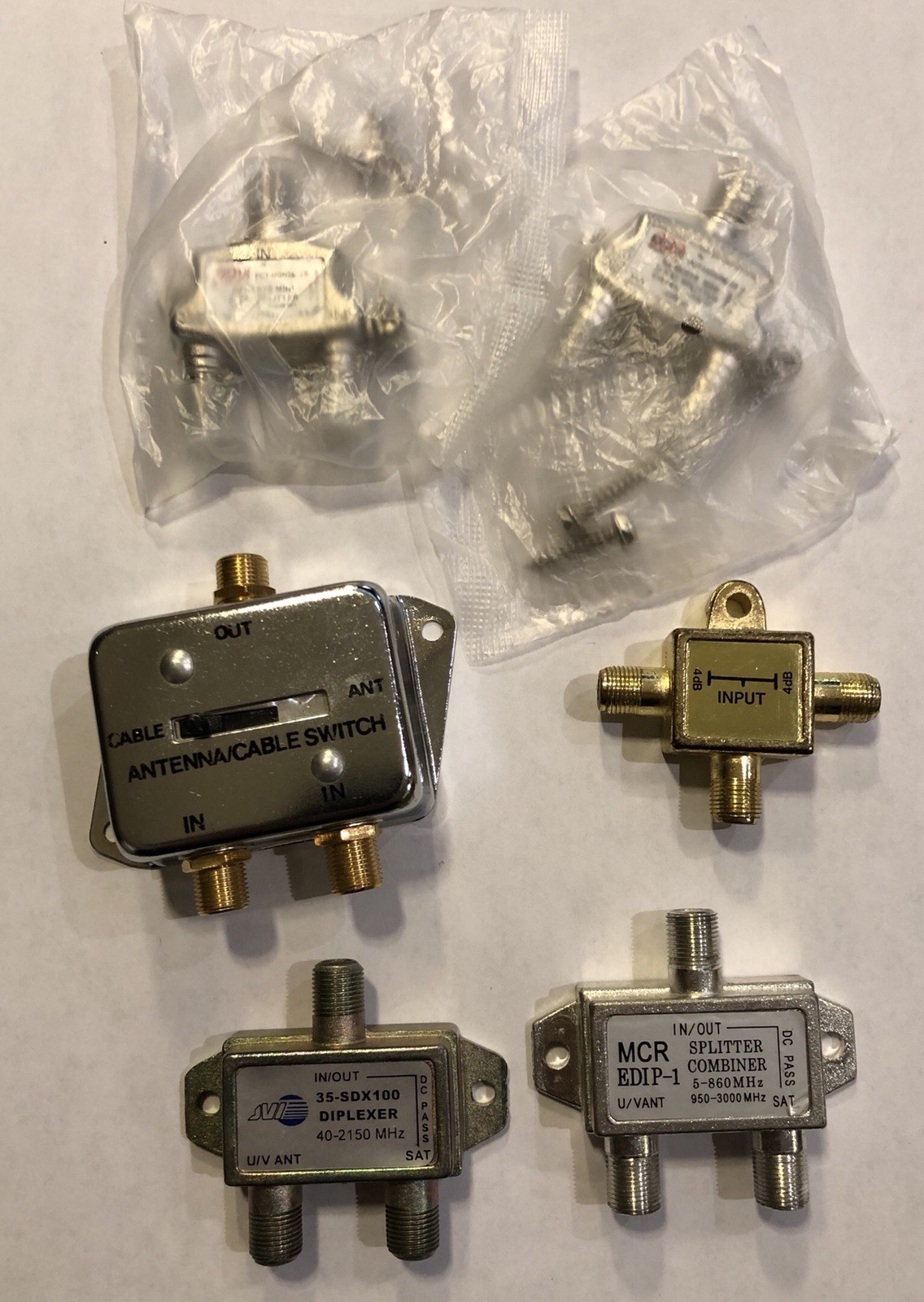 Lot of 6 New And Used 2-Way Coax Splitters, Coax Switch, HD and ...