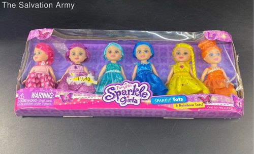 Funville Sparkle Girls Straight Hair Blue Eyes 6 Rainbow Princess Tots ...