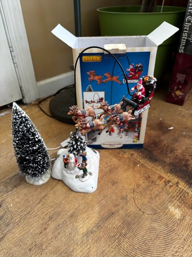 Lemax Christmas animated Table Accent Santa Claus is Coming to Town ...