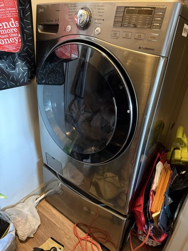 LG Washer & Dryer Front Loading SET w Pedestal Drawers / Risers Pewter ...