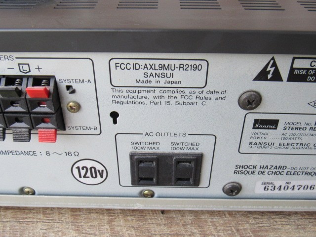 VINTAGE BLACK SANSUI R-410 AM/FM STEREO RECEIVER AMPLIFIER PHONO INPUT ...
