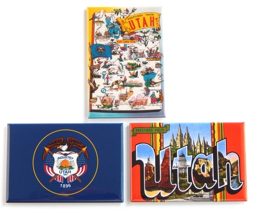 Greetings from Utah FRIDGE MAGNET Set souvenir map flag | eBay
