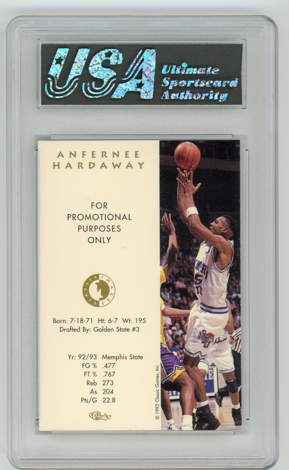 1993 CLASSIC IMAGES ANFERNEE HARDAWAY #NNO PROMO CARD USA 8 mint GRADED ...