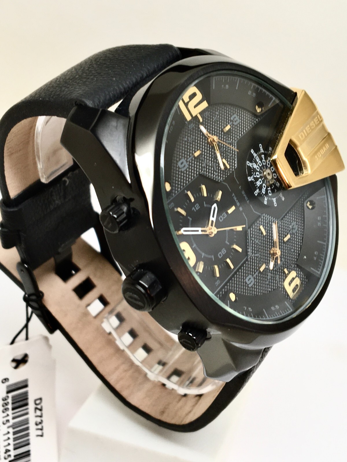 Diesel DZ7408 Little Daddy Iridescent Black Tan Brown Band Men's Watch ...