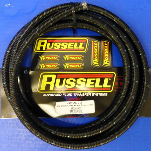 Russell 632073 Proclassic Black Braided Nylon Hose - 6 AN 10' Fuel Oil ...