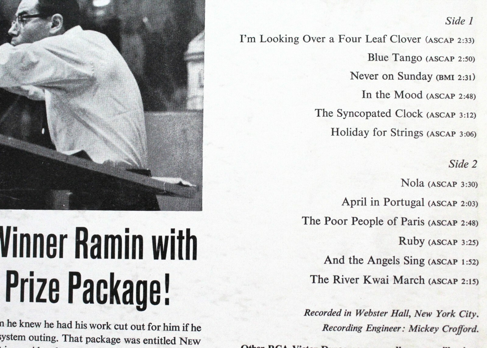 Sid Ramin -The Big Band Sound of Sid Ramin - LP - RCA Victor LPM-2716 ...