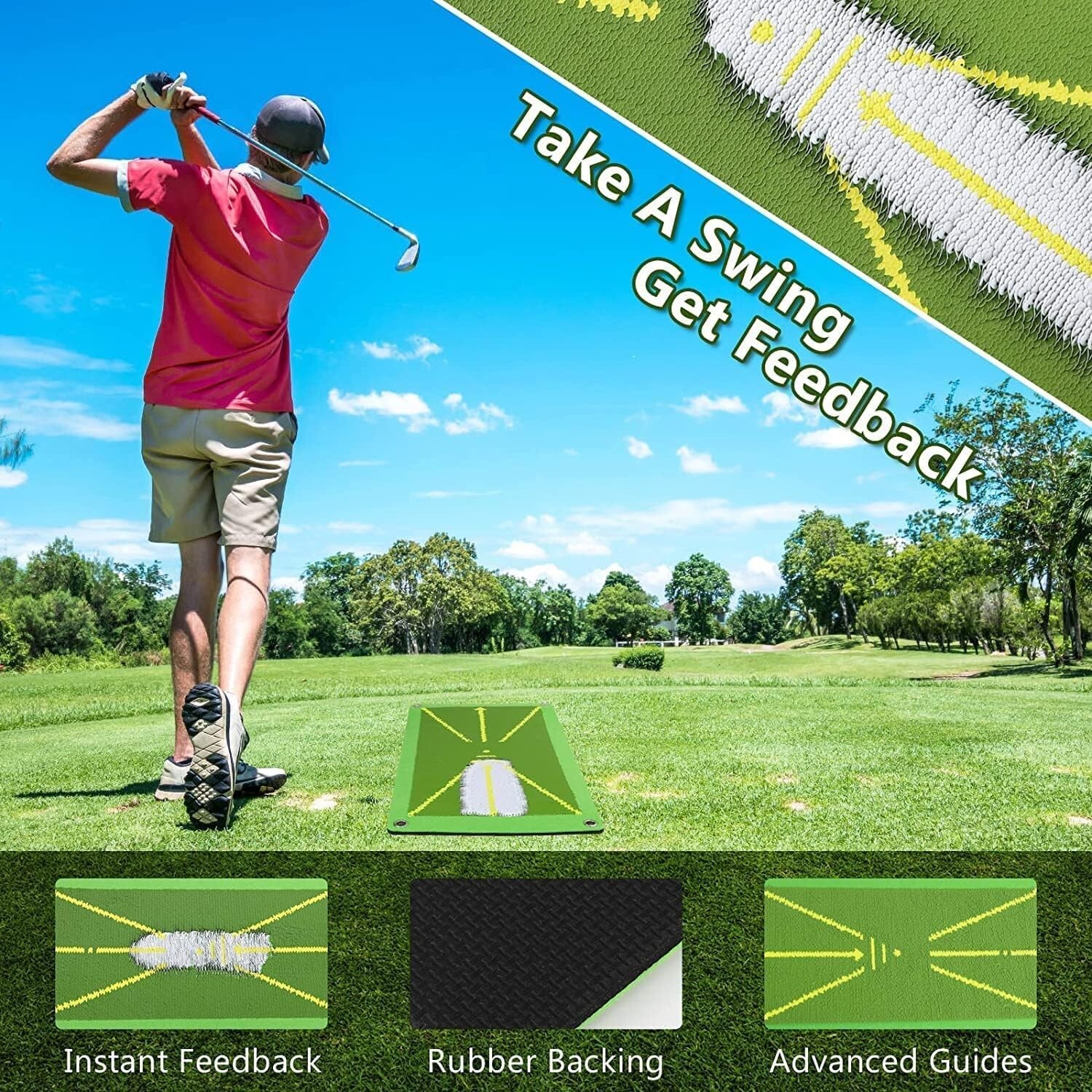 Golf Training Mat for Swing Detection Batting Divot Golf Hitting ...