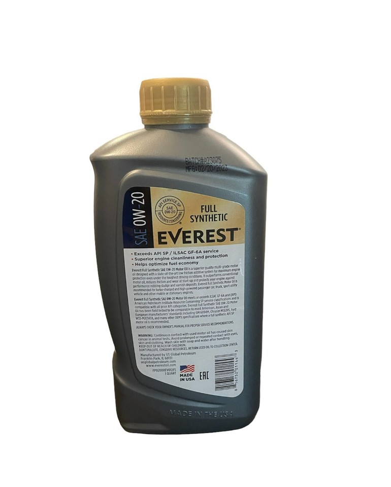 HIGH PERFORMANCE 0W-20 Full Synthetic Motor Oil | OW-20 SP GF-6A | 1qt ...