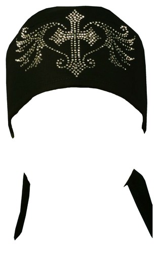 Christian Doo Rag Religious Skull Cap Cross and Angel Wings Rhinestones ...