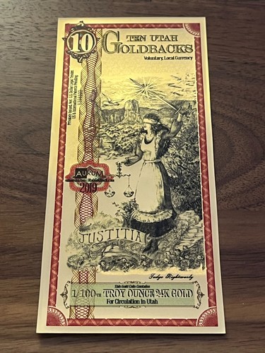 2019 Utah Goldback 10 - .999 24k Gold FIRST BATCH UNCIRCULATED FREE ...