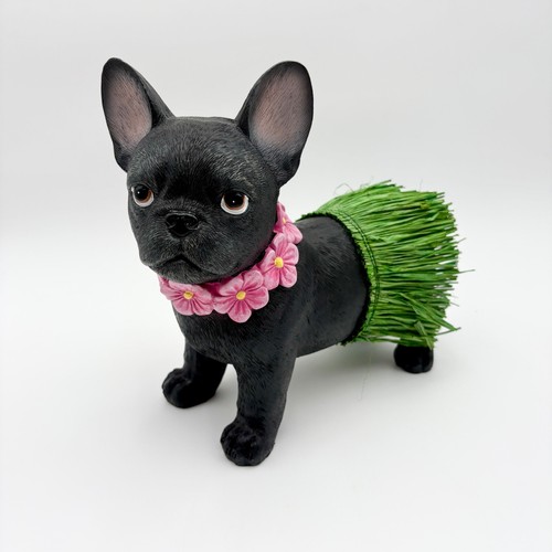 French Bulldog Hula Dancer Statue Dog Figurine with Grass Skirt Decor ...