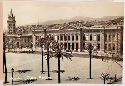 MESSINA - TOWN HALL SQUARE antique postcard 1950s | eBay