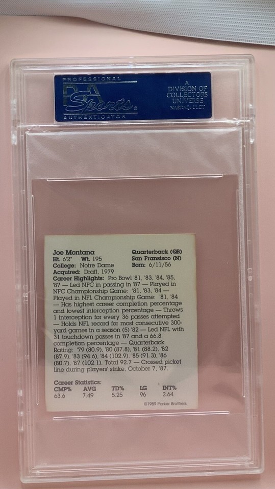 PSA 9 (#04516618) Joe Montana 1989 Parker Brothers Talking Football ...
