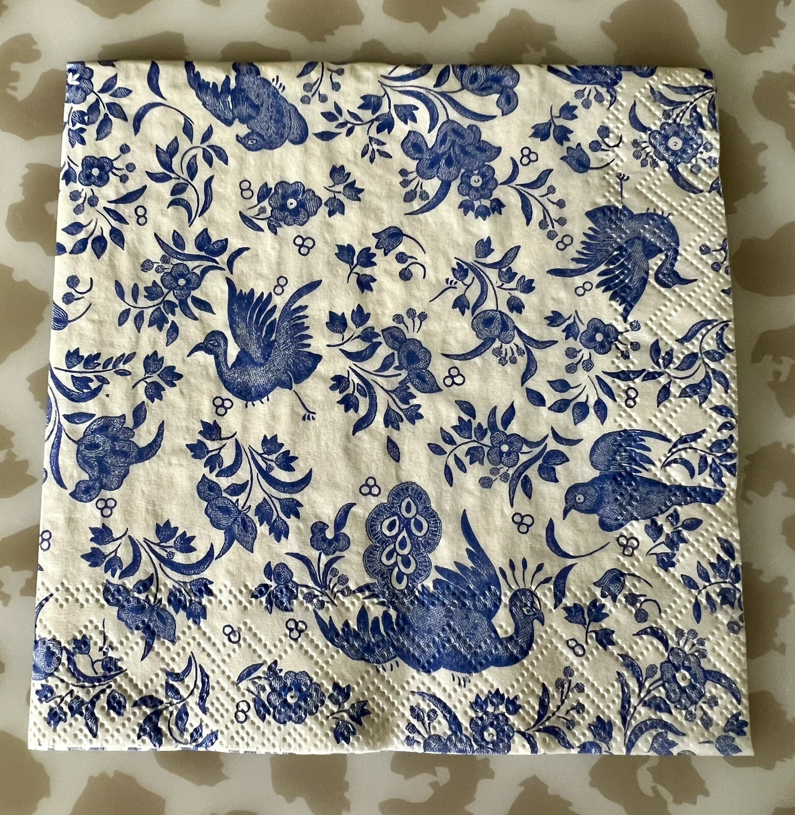 2 Hester & Cook paper cocktail napkins decoupage blue white birds regal ...