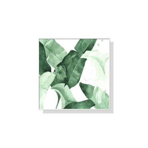 NEW Art & Canvas Tropical Leaves Wall Art Wht Frame 70x70cm | eBay