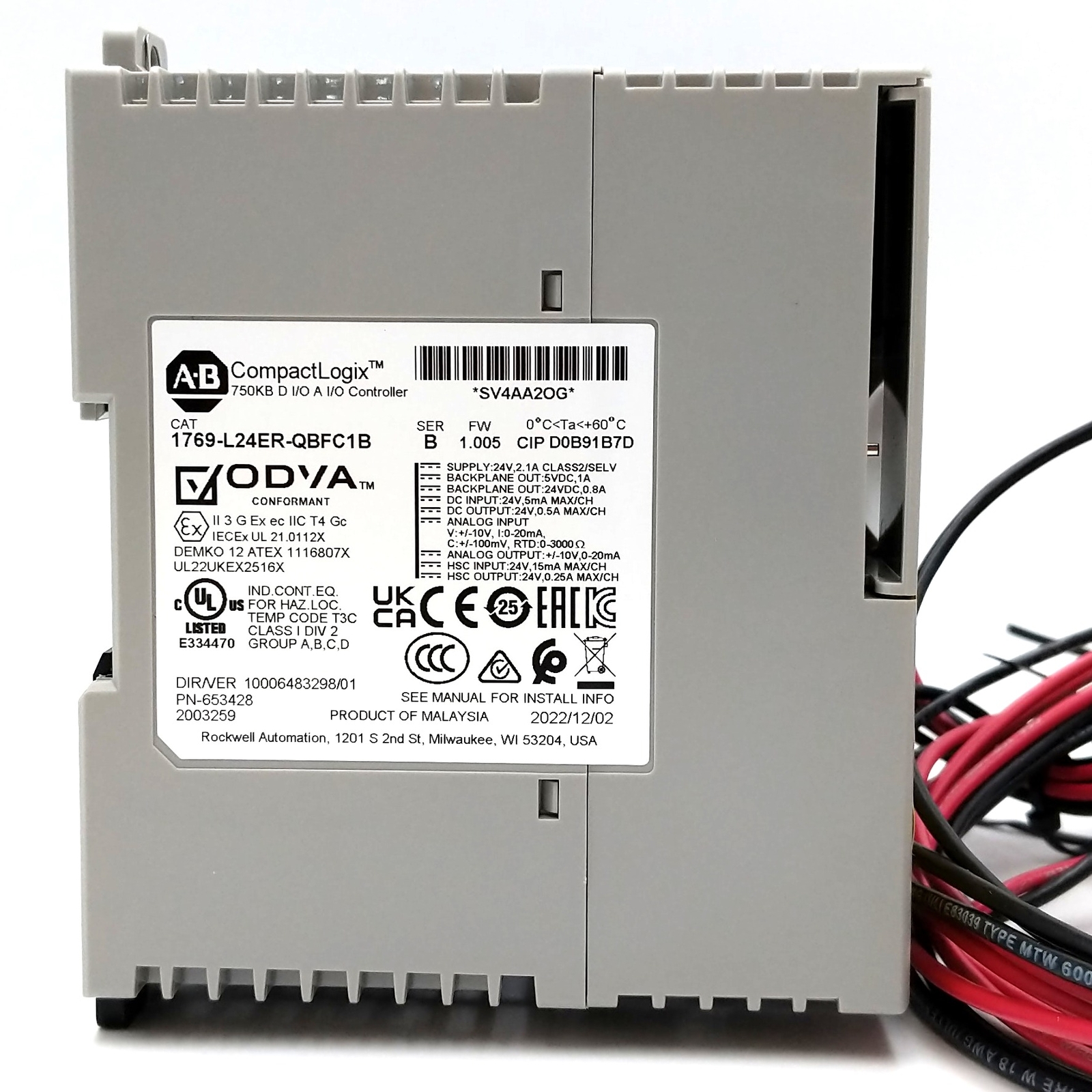 Allen-Bradley CompactLogix Controller 1769-L24ER-QBFC1B 10885630101252 ...