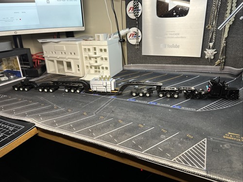 1/64 DCP BLACK OUT PETERBILT 389 TRI-AXLE / Custom Made 15 Axle Trailer ...