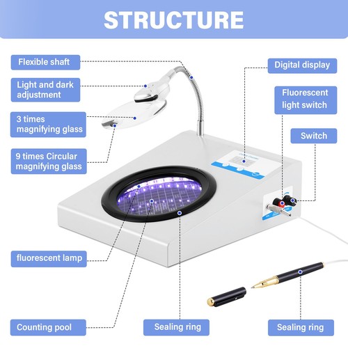 Microbial Bacterial Colony Counter 3/9 Times Bacterial Tester Counting ...