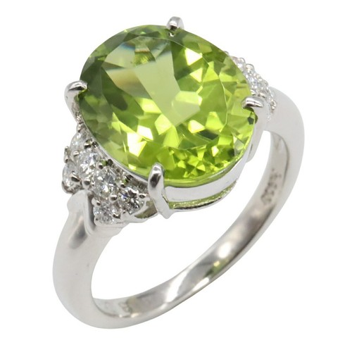 Jewelry Peridot Diamond Ring Pt900 Platinum Green / Clear ILi07 | eBay