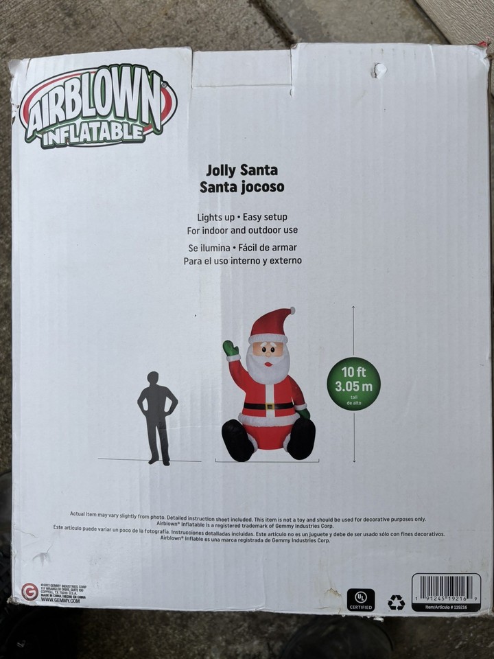 Gemmy Airblown Christmas Inflatable Jolly Santa 10ft Giant Size | eBay