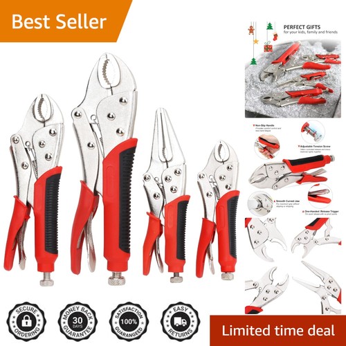 Heat-Treated 4-Piece Locking Pliers Set with Ergonomic Grip – 5" to 10 ...