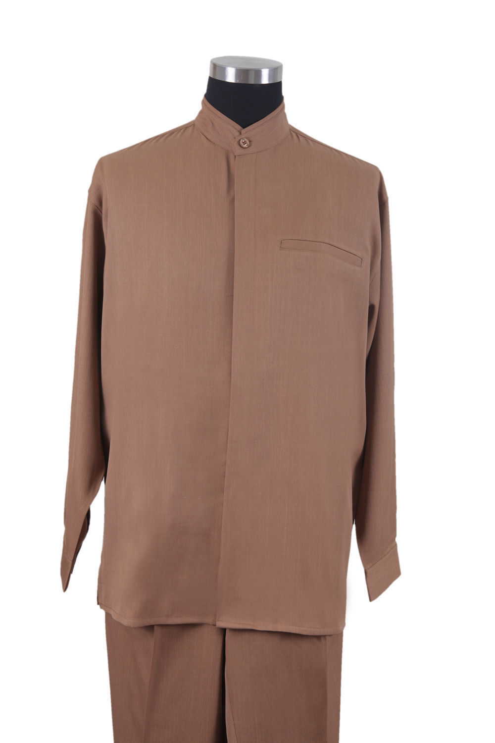 New MEN'S BAND COLLAR LONG SLEEVE TWO PIECE SETS CASUAL WALKING SUITS ...