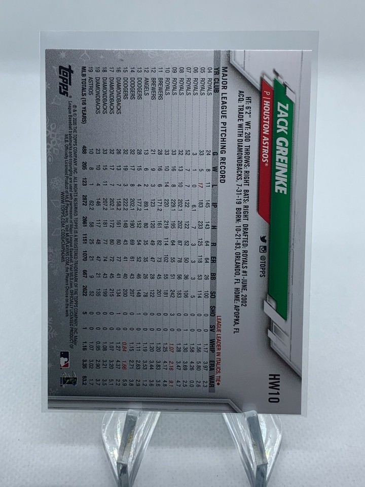2020 Topps Holiday METALLIC Snowflake Parallel ZACK GREINKE # HW10 | eBay