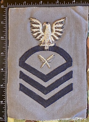 WWII Navy Gray Bullion Rate Yeoman Chief Petty Officer rank Patch USN ...