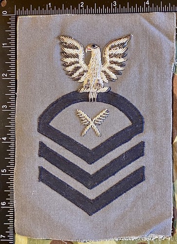 WWII Navy Gray Bullion Rate Yeoman Chief Petty Officer rank Patch USN ...