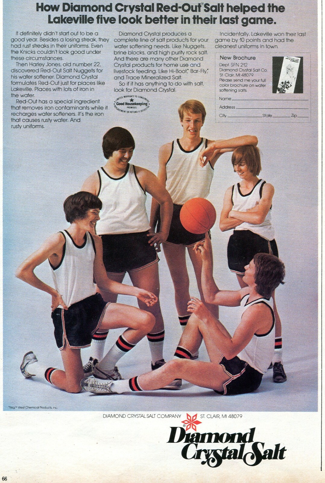 1975 Print Ad of Diamond Crystal Red-Out Salt Water Softener basketball ...