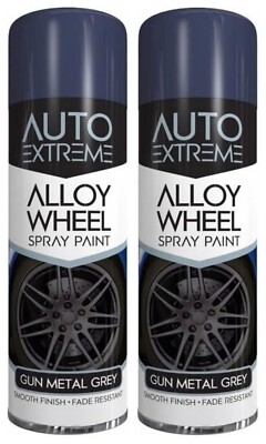 2 x 300ml Alloy Wheel Spray Paint Gun Metal Grey for Car Van Wheel ...