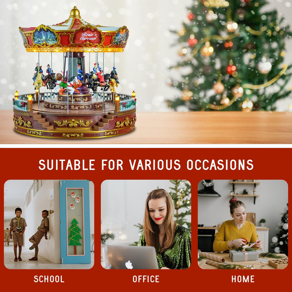 Christmas Carousel Decoration, 14Inch Large Size, Carousel Go round ...