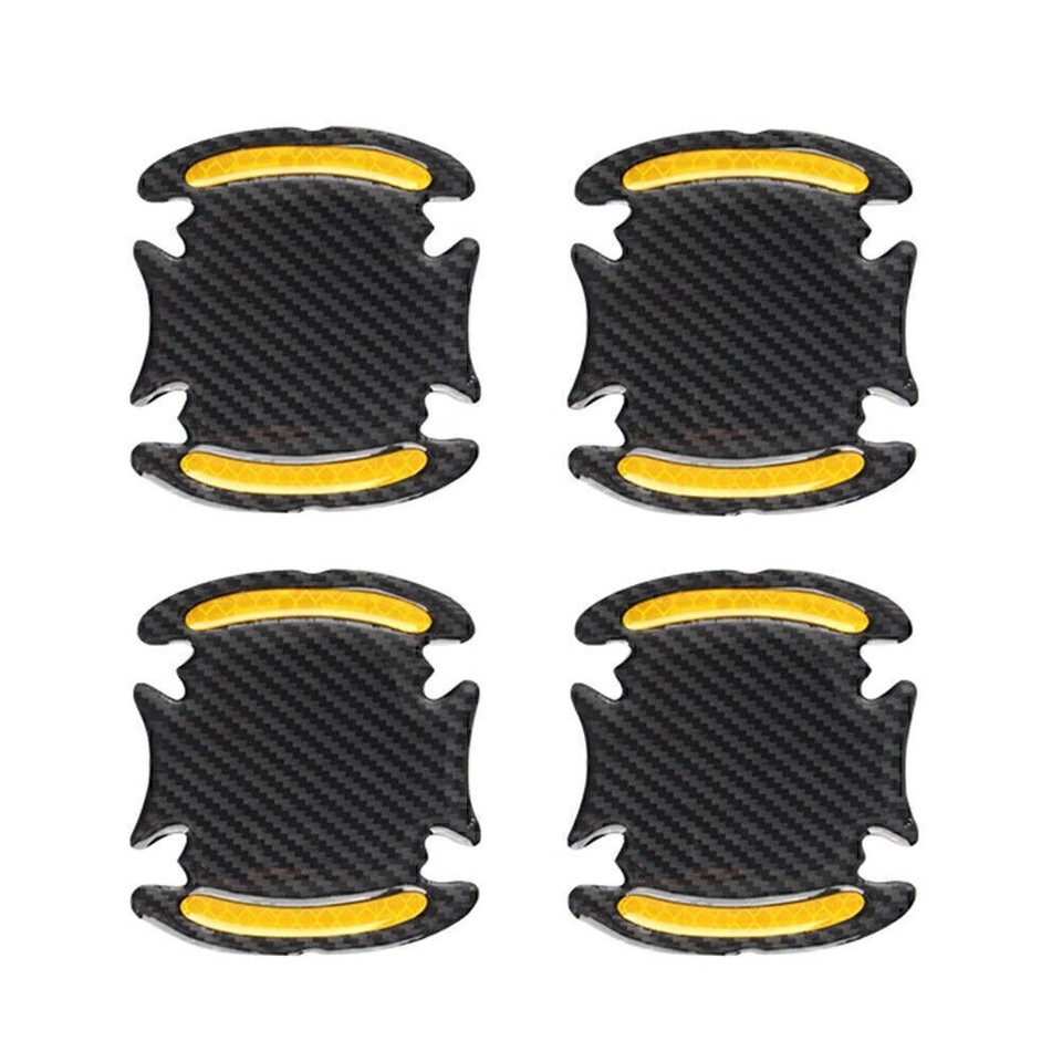 Yellow Car Door Handle Bowl Protective Film Reflective Sticker Strips ...