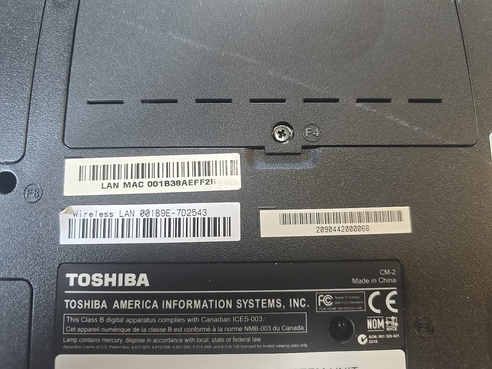 Toshiba Satellite P205D-S7802 Laptop AMD Turion 64 x2 4GB Ram 160GB HDD ...