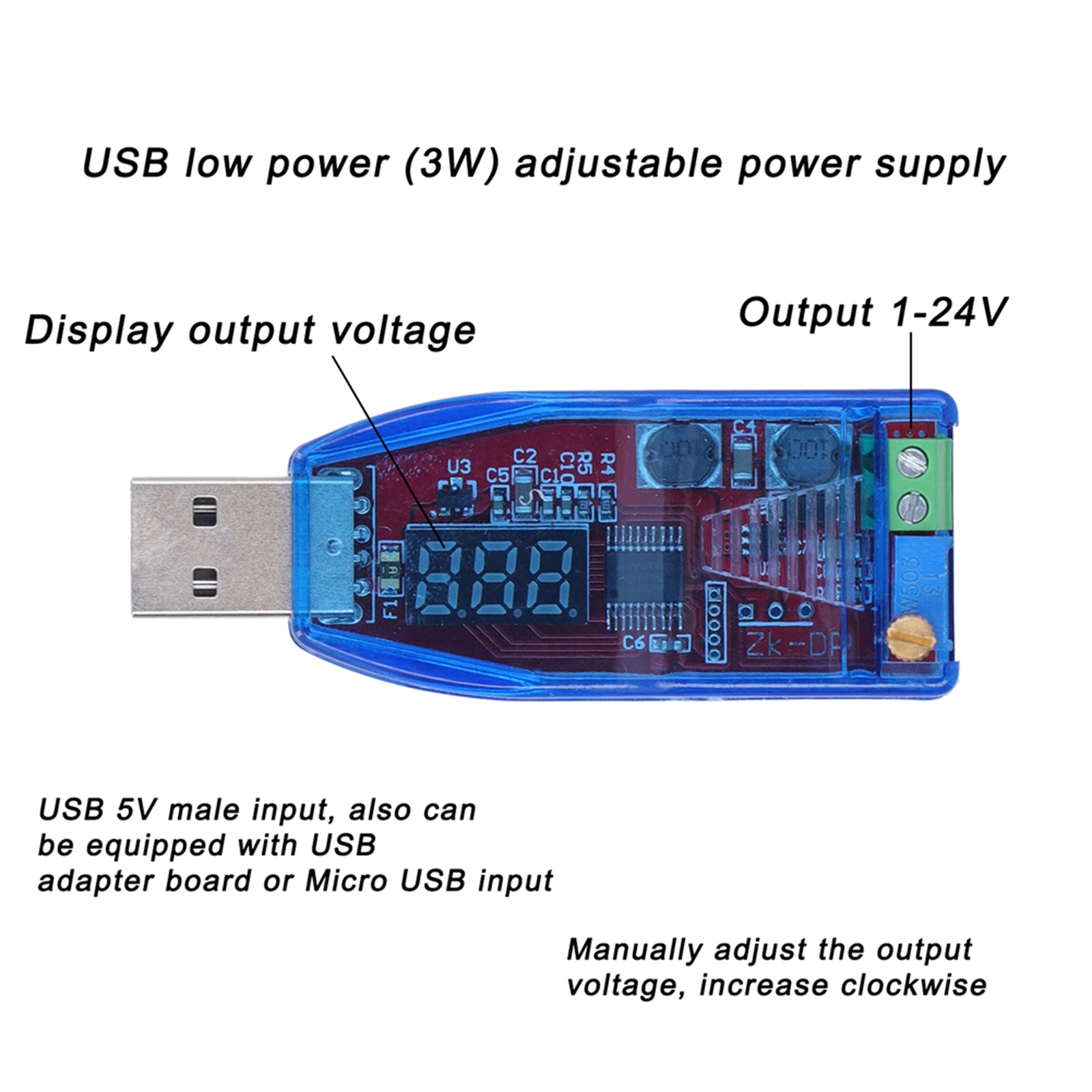 DCDC USB Adjustable Power Supply Module Boost Voltage Converter 5V To 3 ...