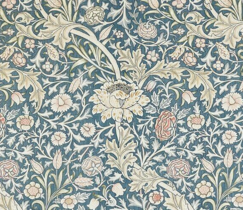 WILLIAM MORRIS CURTAIN FABRIC DESIGN Trent 3.85 METRES WOAD BLUE LINEN ...