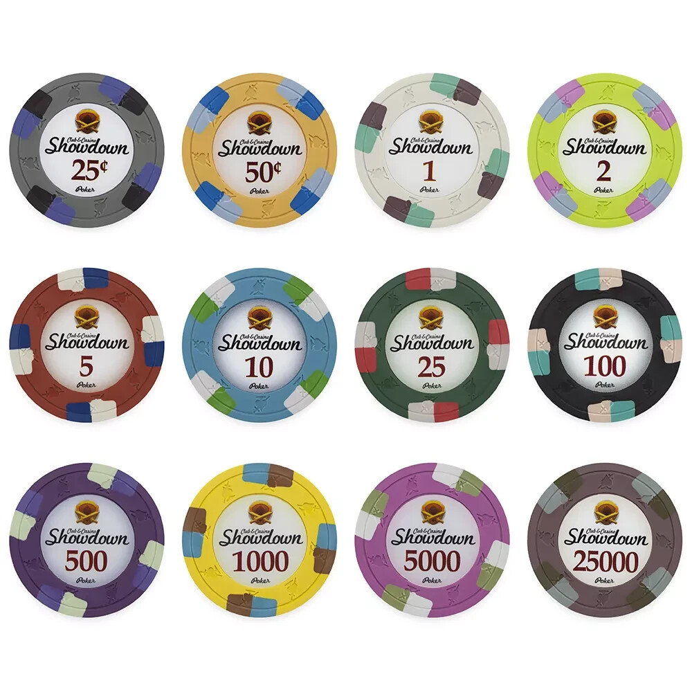 New Bulk Lot of 1000 Showdown Poker Chips - Pick Denominations!