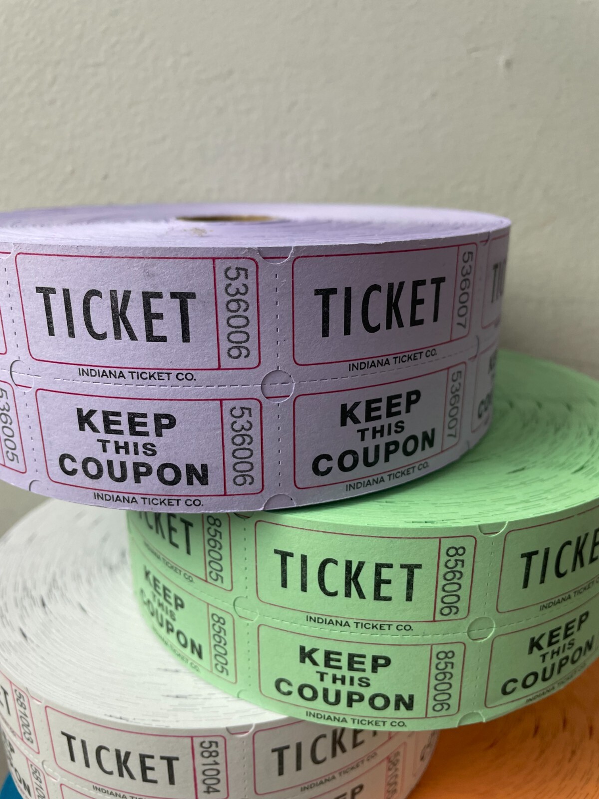 Raffle Tickets 10 Rolls Double Stub 2000 Each 50/50 Split the Pot 8 ...