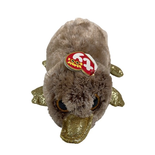 Ty Beanie Boos Perry the Brown Fuzzy Platypus Gold Glitter Accents ...