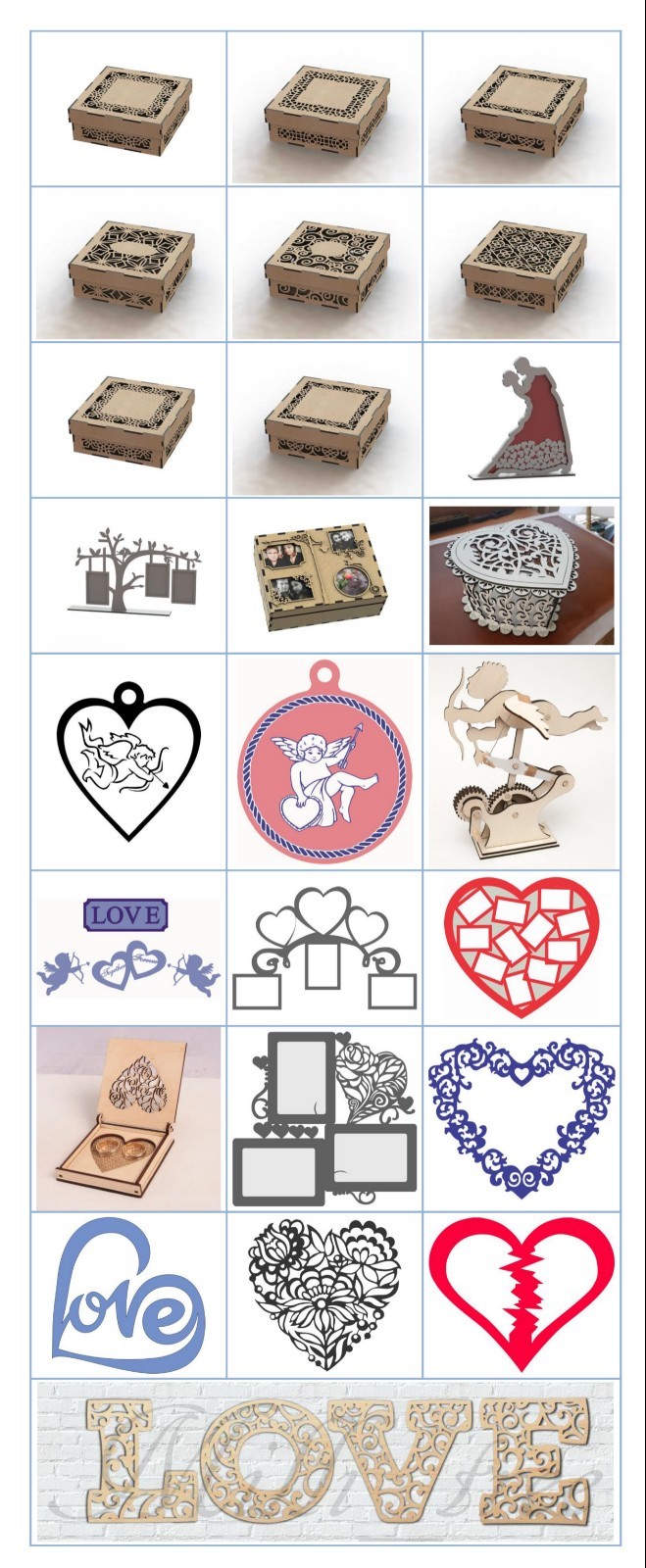 DXF & Corel Templates of St. Valentine´s Day Designs for Laser Cutter ...