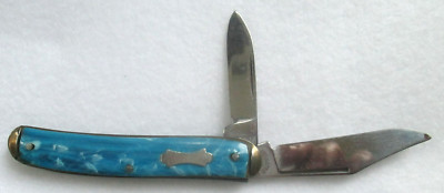 Vintage Two Bladed Johnston USA Pocket Knife ~ Swirled Blue | eBay