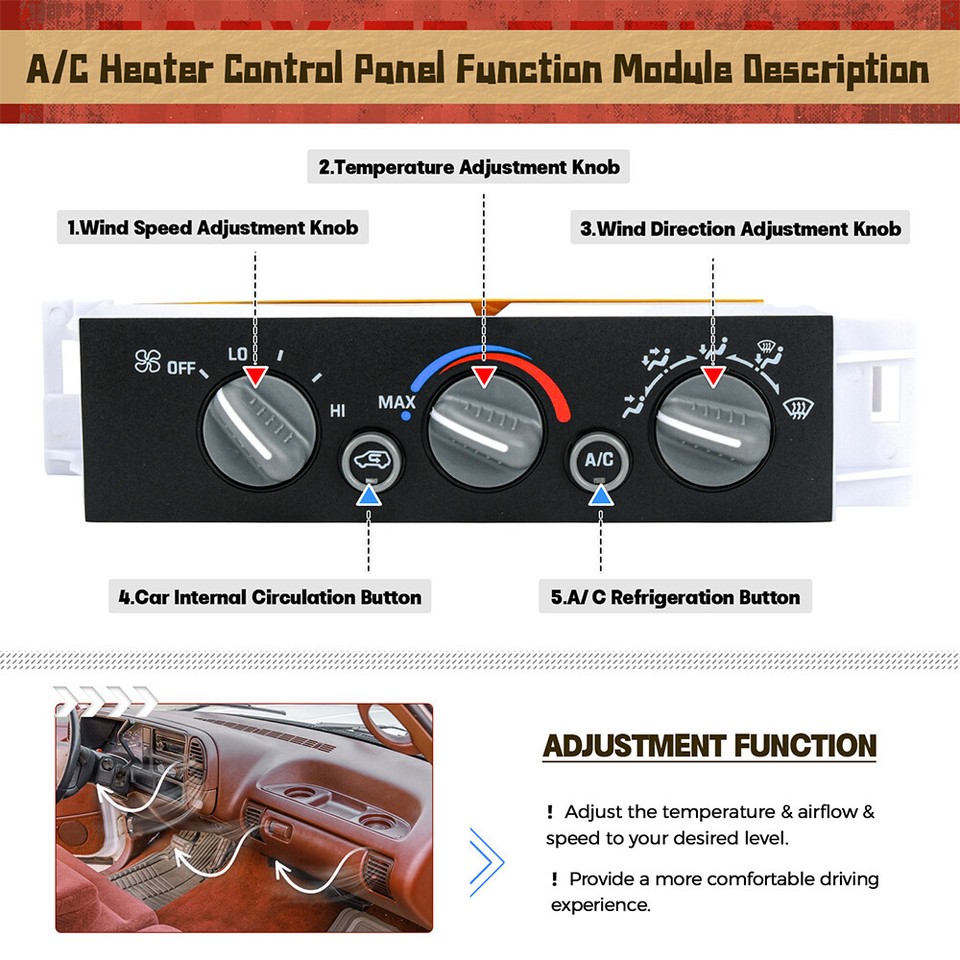 A/C Heater Climate Control Switch 16238895 For Chevy GMC C1500-C3500 ...