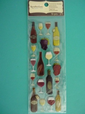 WINE THEMED Dimensional Stickers (19) pcs Sealed Pack Wine Bottles ...